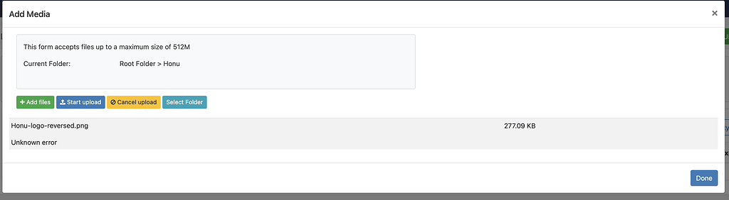 Unknown Error, uploading media (png) file - CMS Features and Functionality - Xibo Community