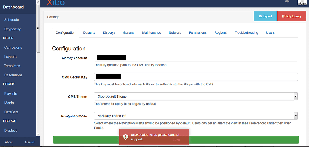 Cms Errors After Upgrade Get Help Xibo Community