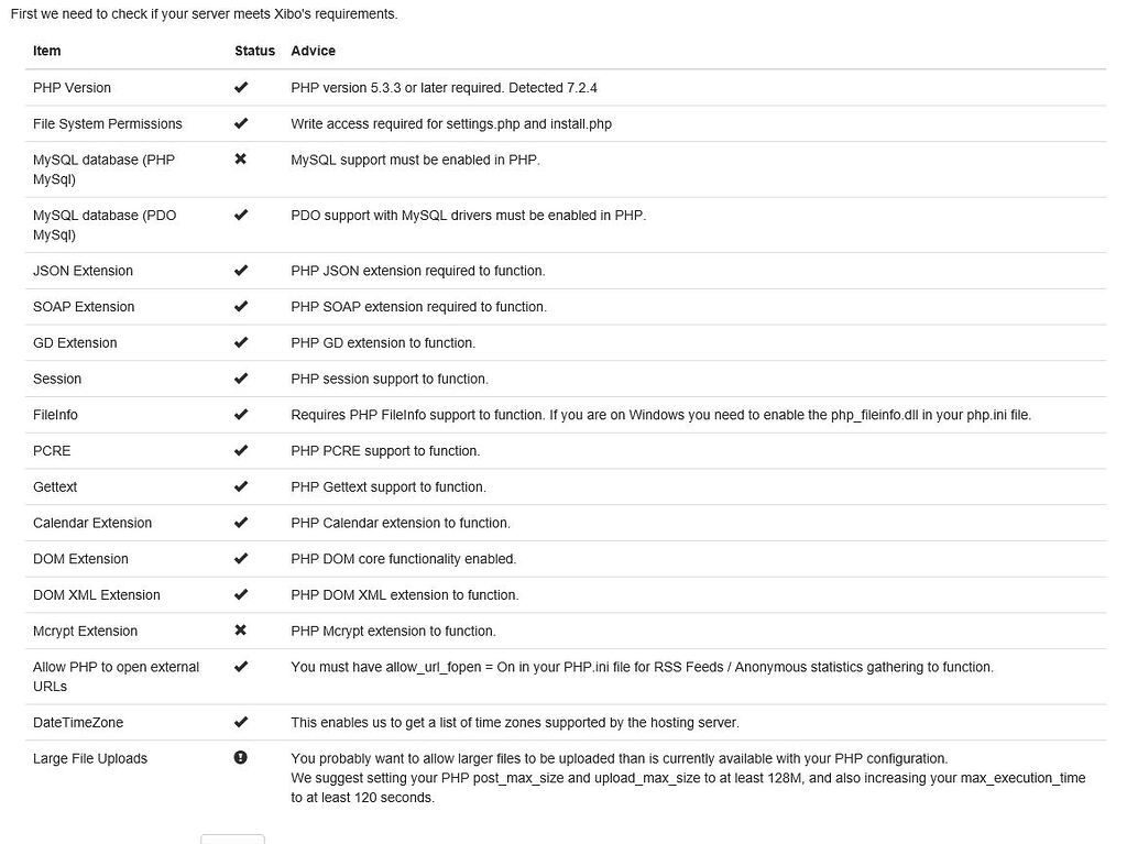 Xibo 1 7 Installation Not Starting Get Help Xibo Community
