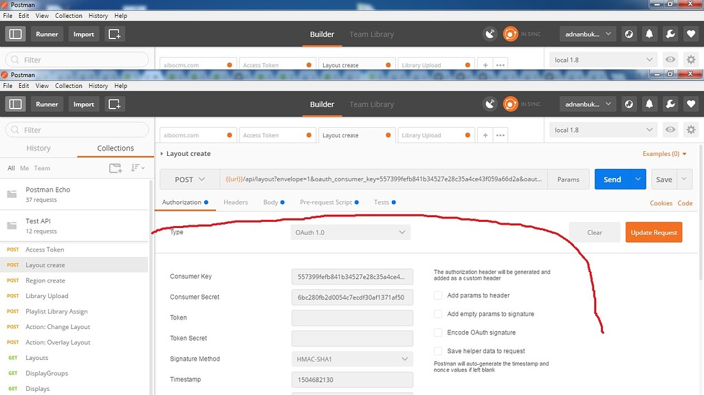 Api Call Through Postman In Cms 1 7 9 Get Help Xibo Community