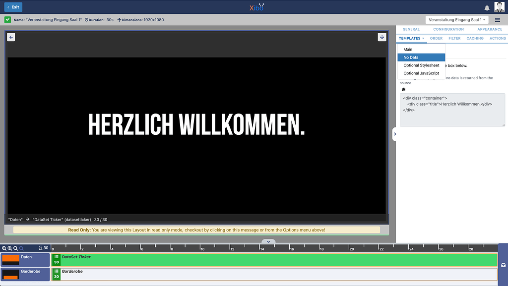 Xibo v4 - DataSet no data template - CMS Features and Functionality - Xibo Community