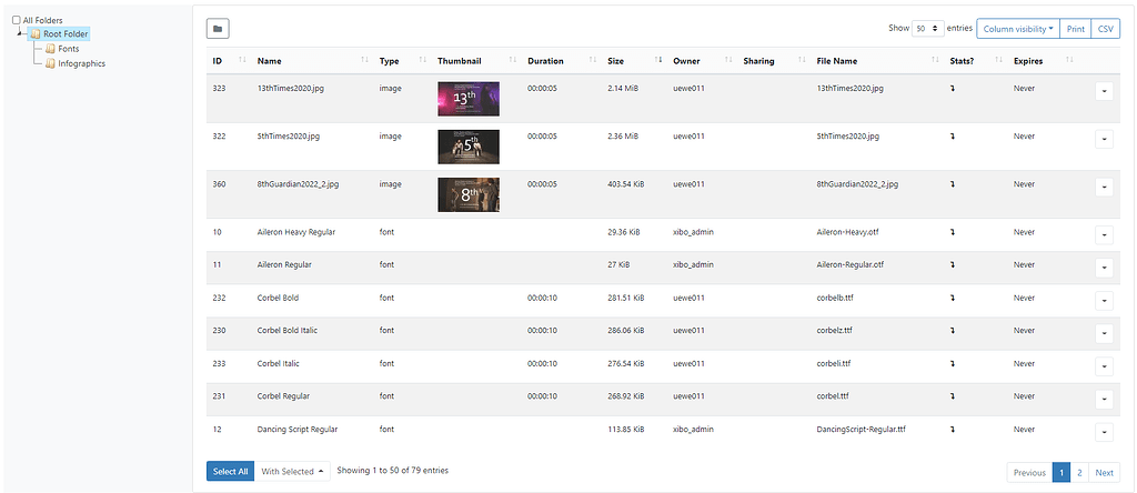Unable to view all media in library - CMS Features and Functionality - Xibo Community