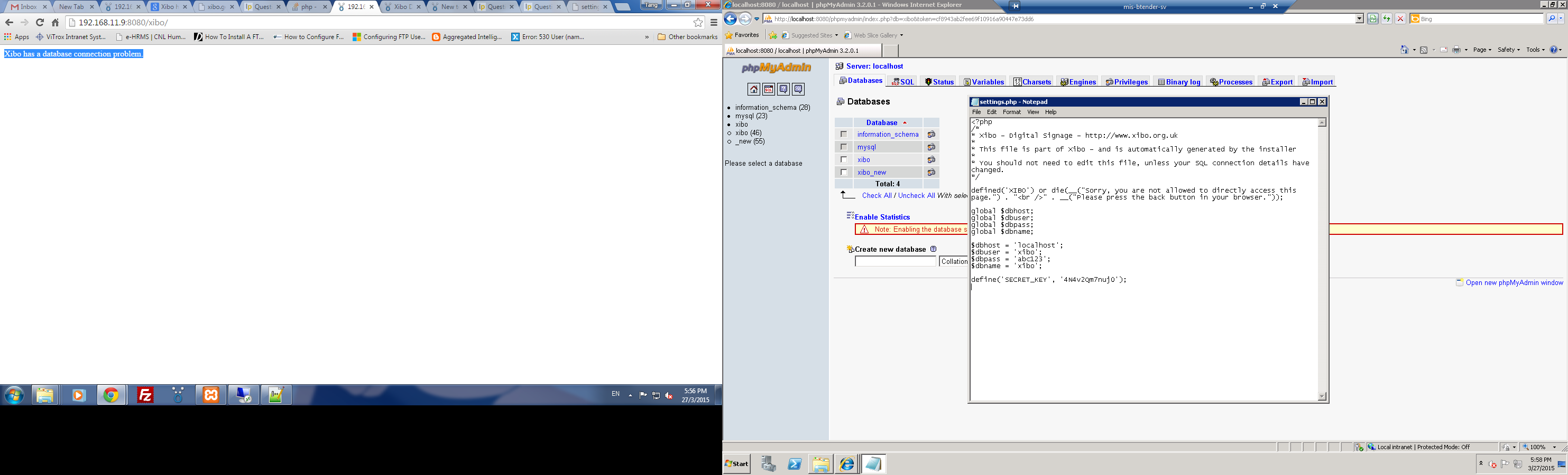 Xibo Has A Database Connection Problem Had Check Out Old Solution 9625