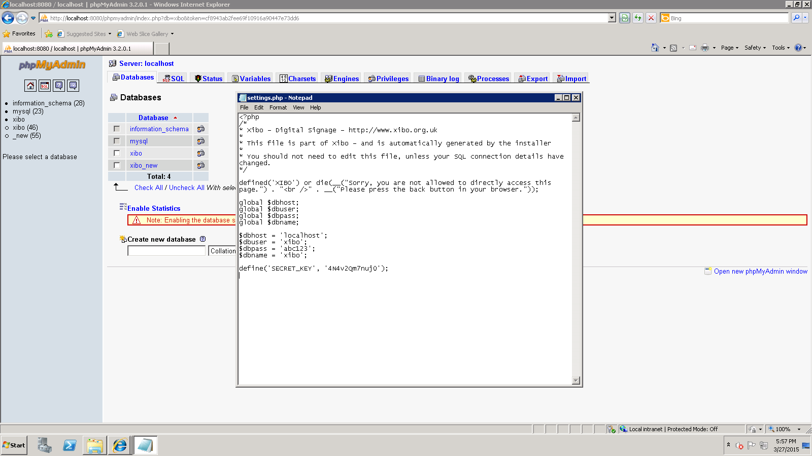 Xibo Has A Database Connection Problem Had Check Out Old Solution 2029
