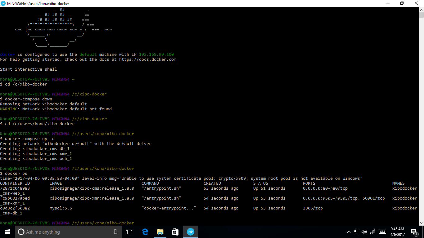 Docker Toolbox not creating /shared subfolder - Get Help - Xibo Community