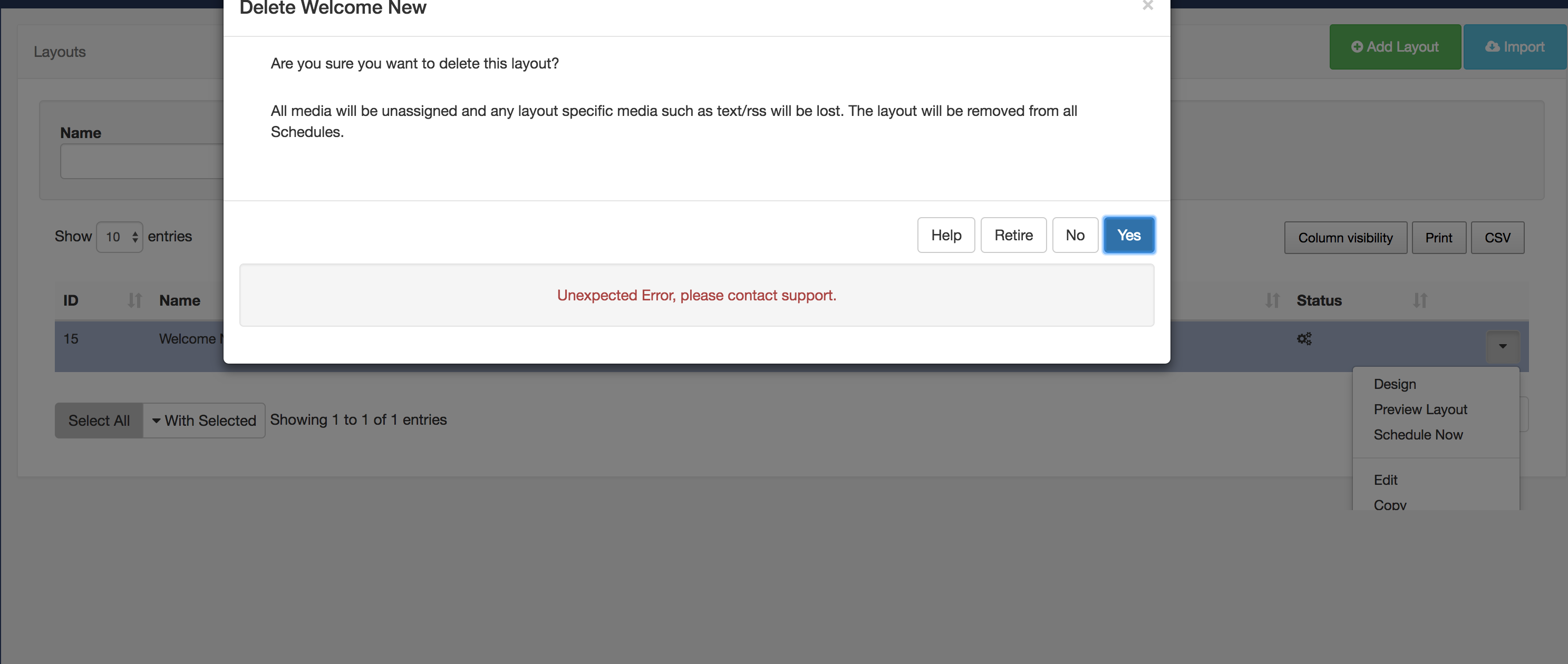 Layout exists in campaign, upon delete throwing unexpected error - Get ... Layout exists in campaign, upon delete throwing unexpected error - Get ...